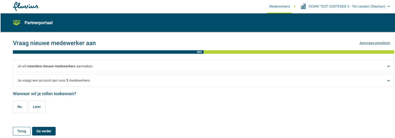 Medewerkers creëren en rollen toekennen in het Partnerportaal | Fluvius